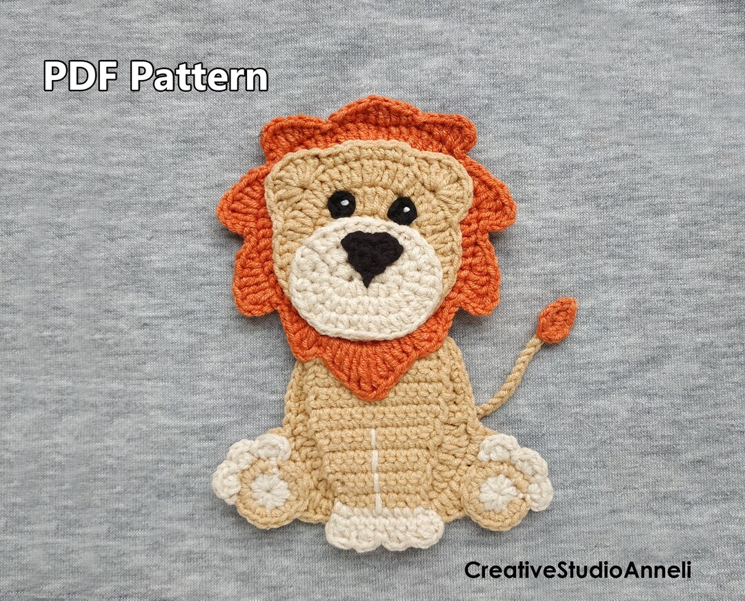 Crochet Pattern/ PDF/ Crochet Lion Applique Pattern/ Applique Animals ...