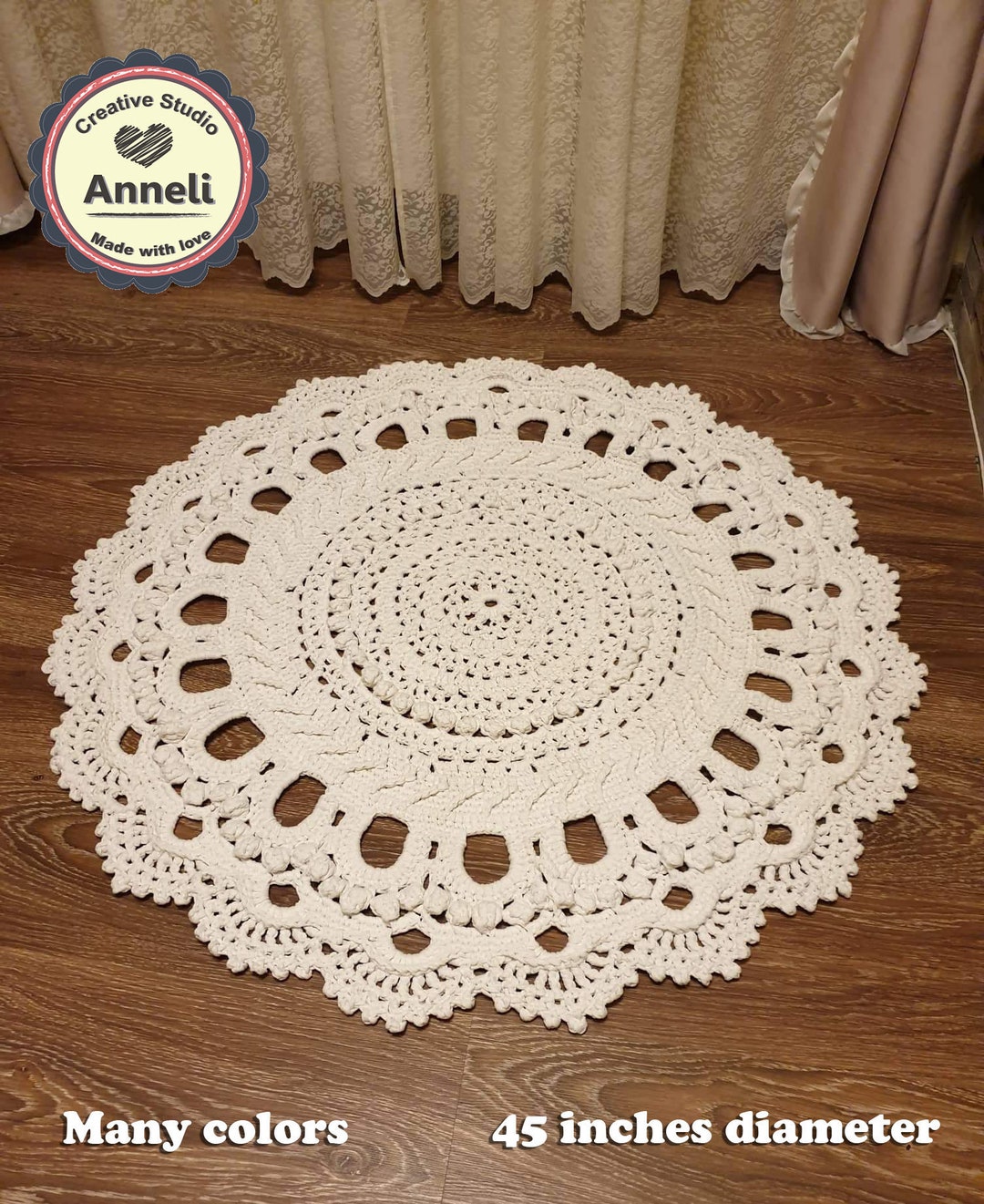 Crochet Rug/ Doily Rug/ Round Rug/ Vintage Rug/ Carpet/ Large Crochet ...