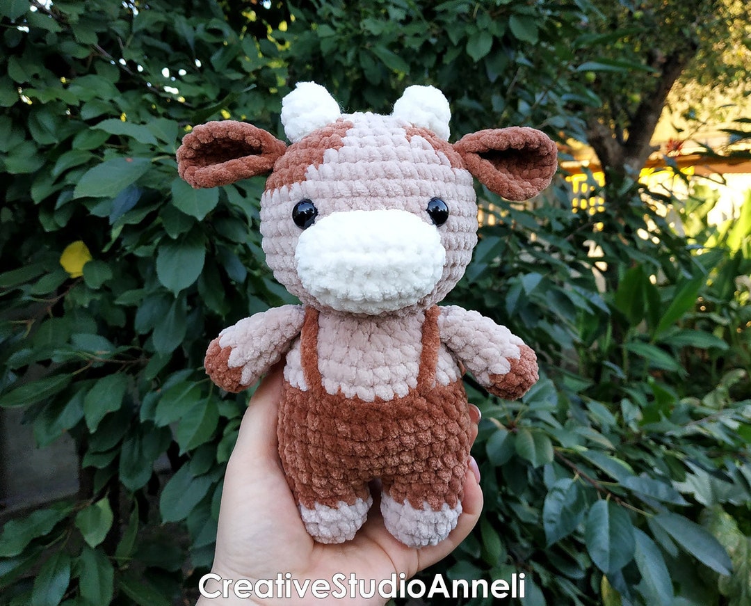 Crochet Cow Plushie/ Cookie Cow/ Brown Cow Plushie/ Crochet Cow Toy ...