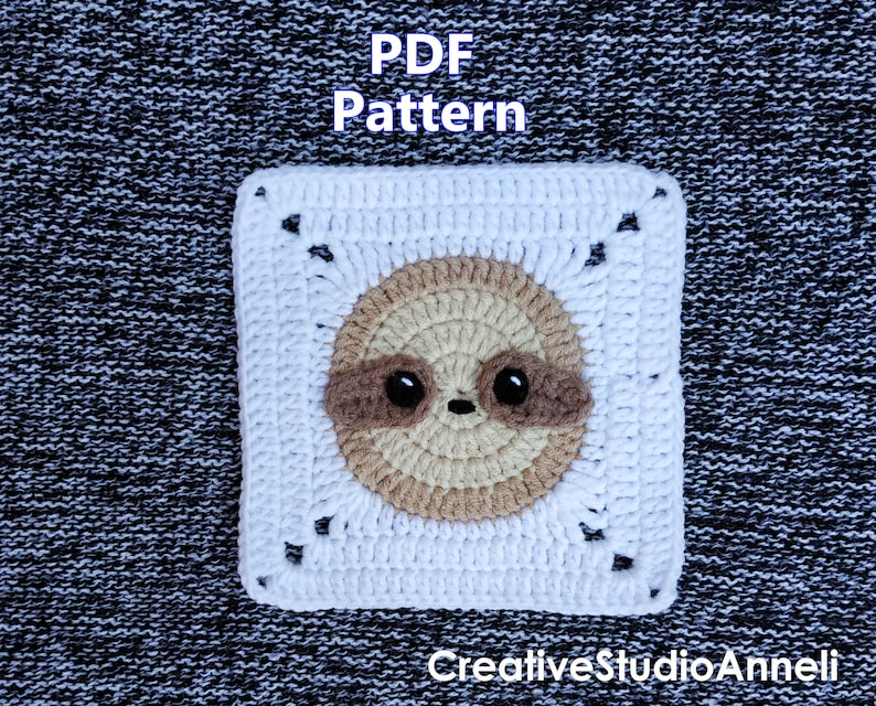 Crochet Sloth Square Pattern/ Animal Granny Square Motif/ - Etsy