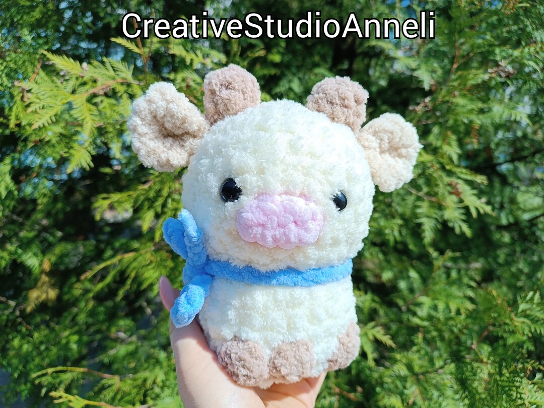 Crochet Fluffy Cow Plushie/ Mini Cow/ Pocket Plushie/ Kawaii Cow Plush ...