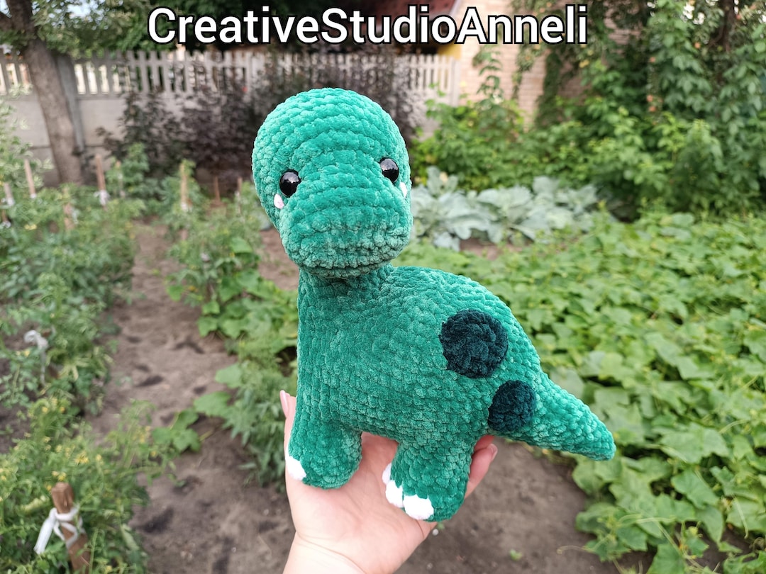 Brontosaurus Crochet Plushie: Handmade Dinosaur Amigurumi, Dino Stuffed ...