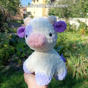 Crochet Cow Plushie/fluffy Cow/ Purple Cow Plushie/ Kawaii Cow Plush ...