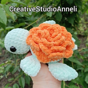Crochet Flower Turtle Plushie: Handmade Amigurumi Toy - Etsy