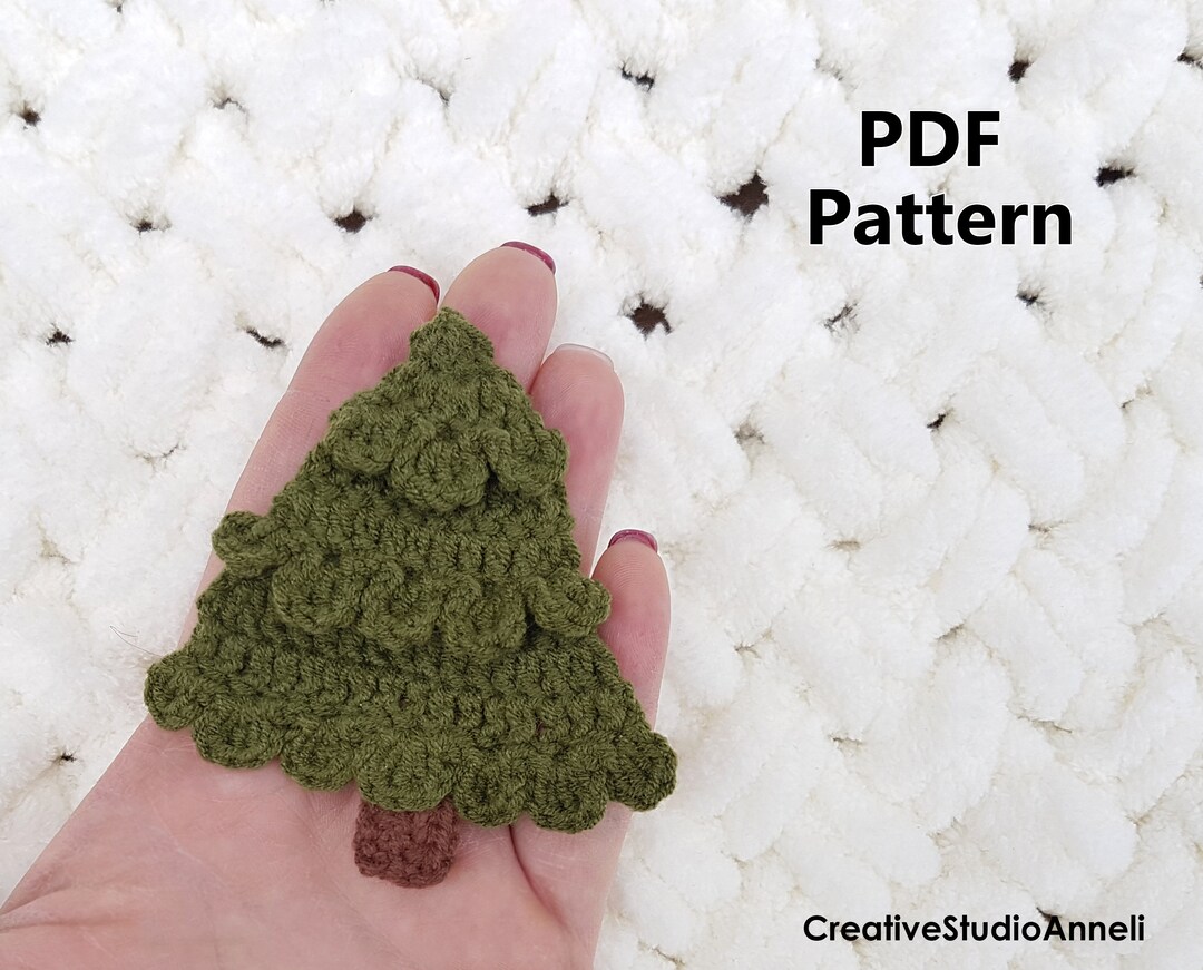 Crochet Christmas Tree Applique Pattern: Holiday Ornament (PDF Pattern ...