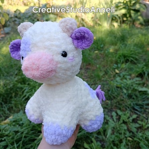 Crochet Cow Plushie/fluffy Cow/ Purple Cow Plushie/ Kawaii Cow Plush ...