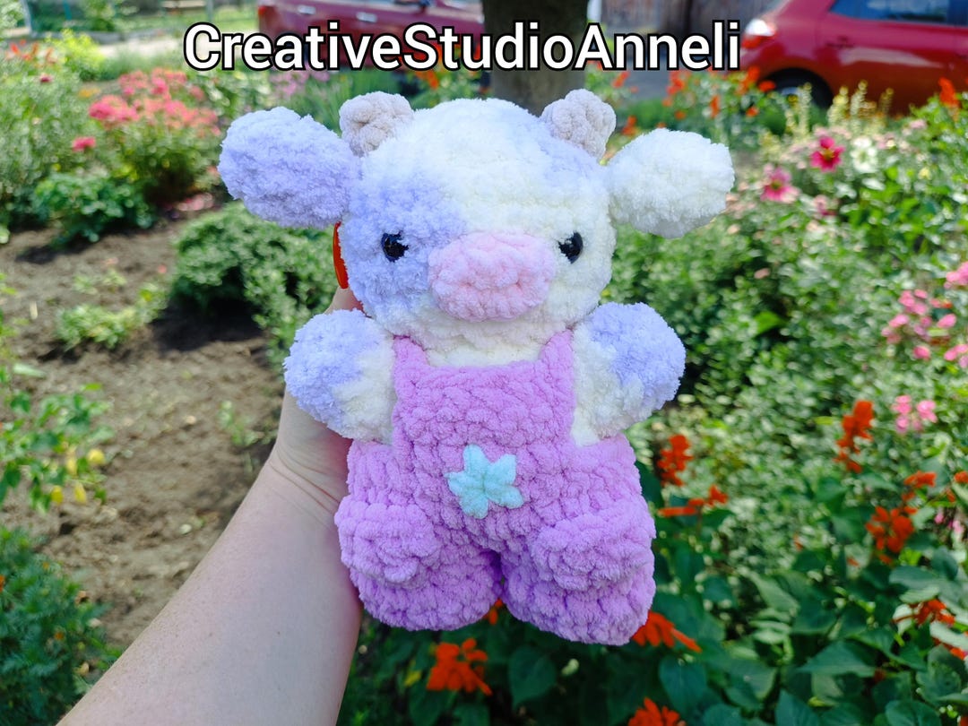 Crochet Fluffy Cow Plushie/ Purple Cow Plush/ Amigurumi/ Crochet ...