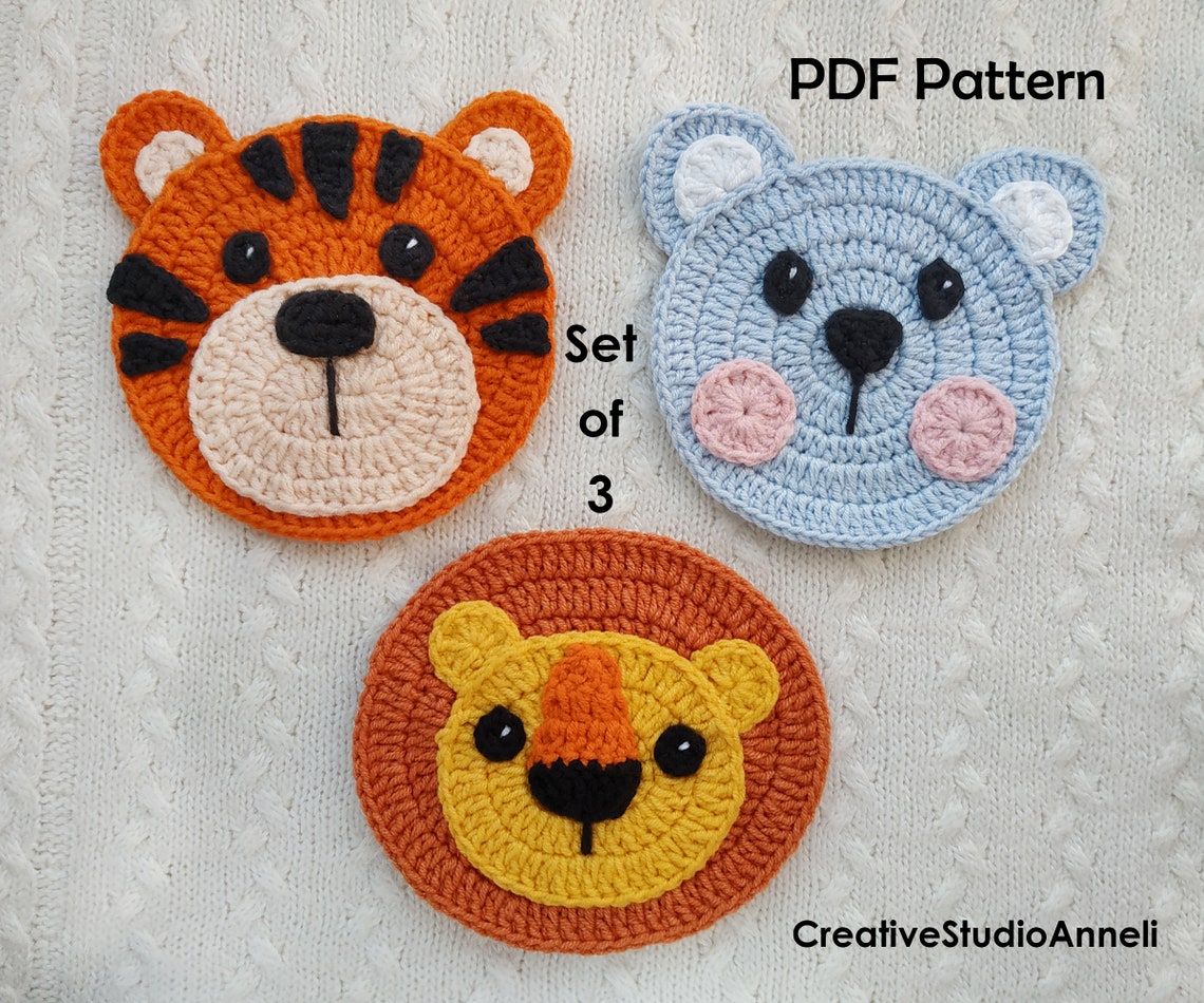 Crochet Pattern/ Crochet Applique Pattern/ Crochet Animals - Etsy