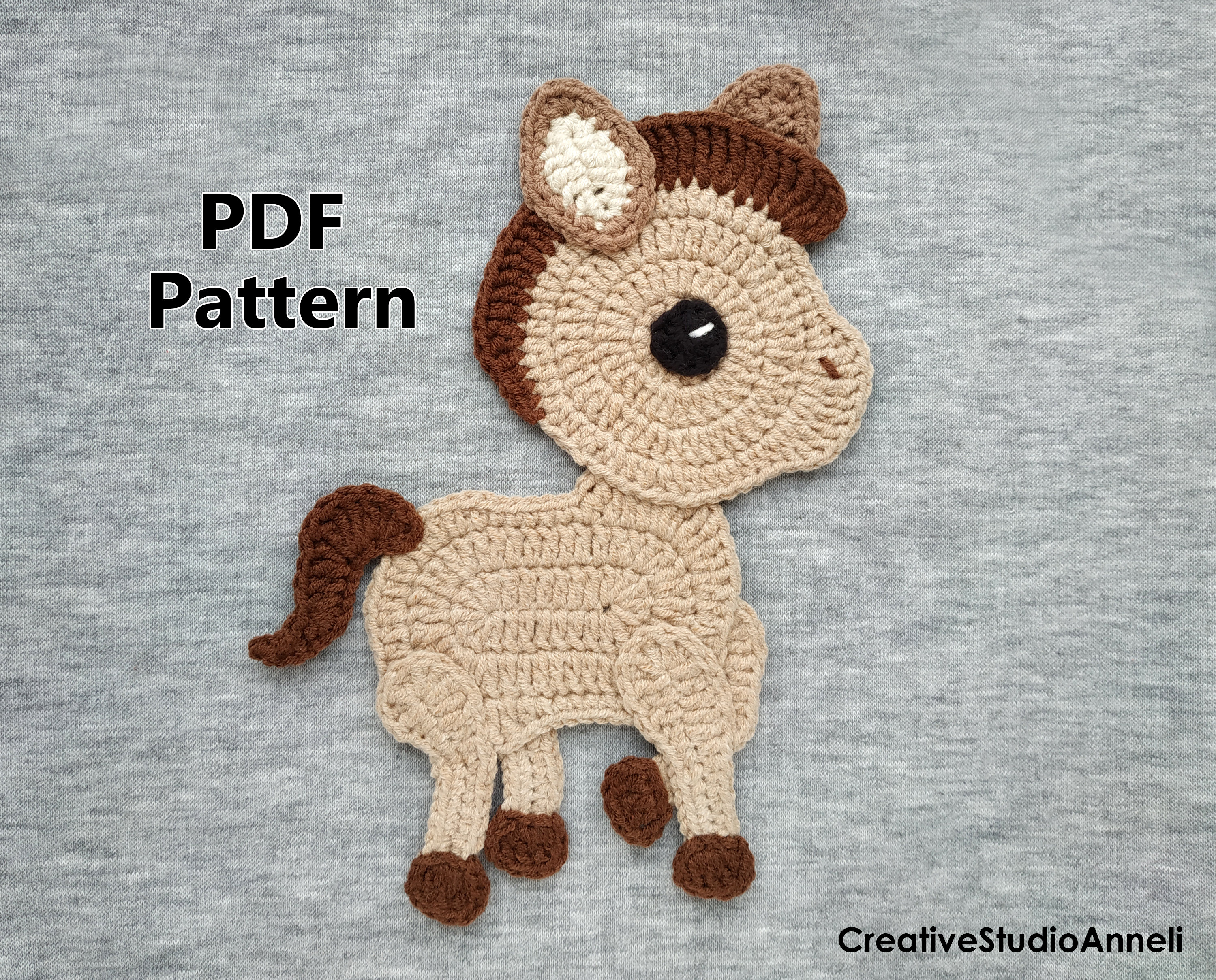 Crochet Horse Applique Pattern: Pony Motif, Baby Blanket Decor (PDF ...