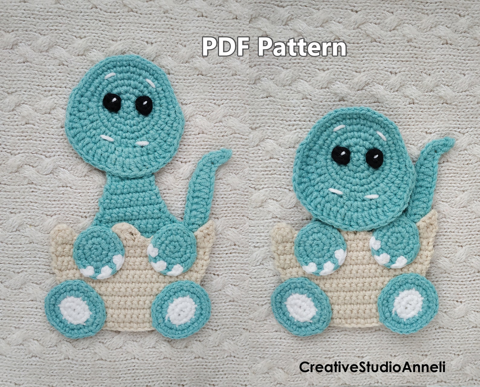 Crochet Dinosaur Applique Pattern/pdf/ Crochet Applique - Etsy