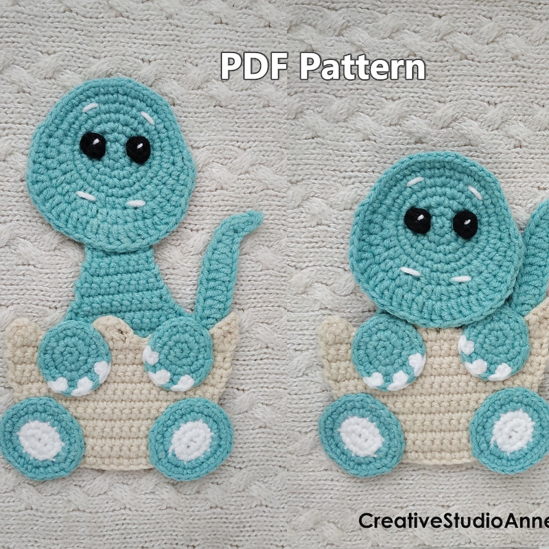 Crochet Dinosaur Applique - Etsy
