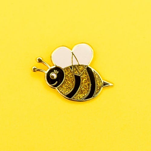 Glitter Bee Hard Enamel Lapel Pin - Etsy