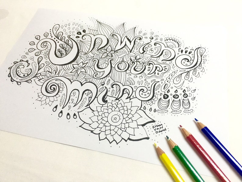 Unwind Your Mind Coloring Page (adult Coloring Page Zendoodle Art ...