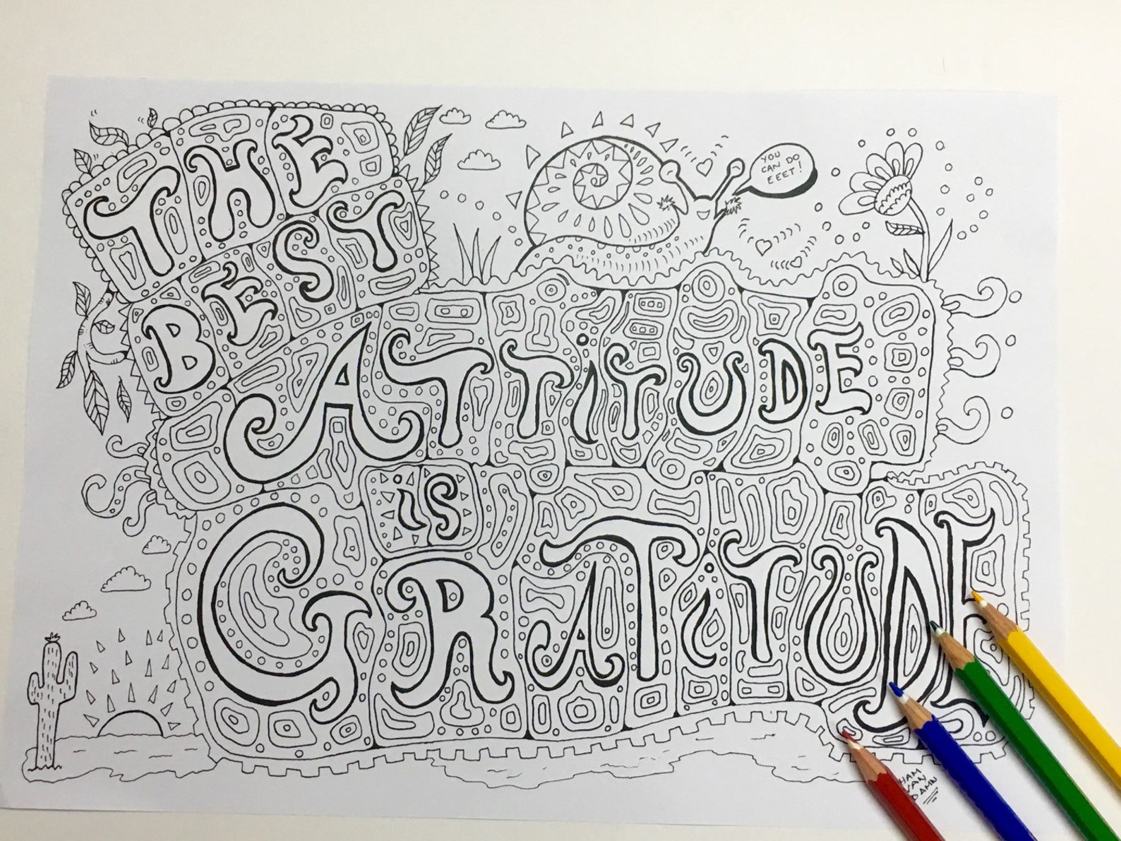 Gratitude Coloring Page ( Adult Coloring Page Art Therapy Adult ...