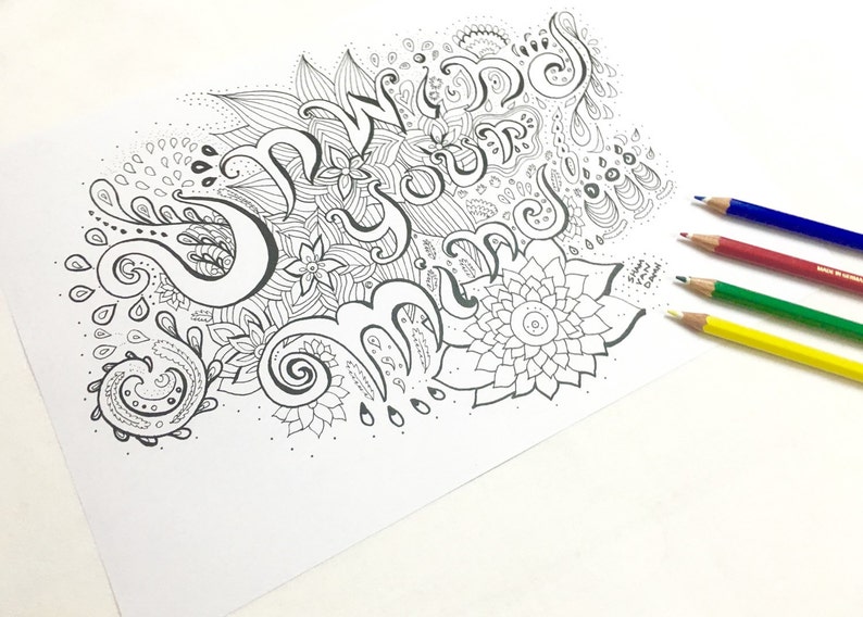Unwind Your Mind Coloring Page (adult Coloring Page Zendoodle Art ...