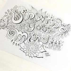 Unwind Your Mind Coloring Page (adult Coloring Page Zendoodle Art ...