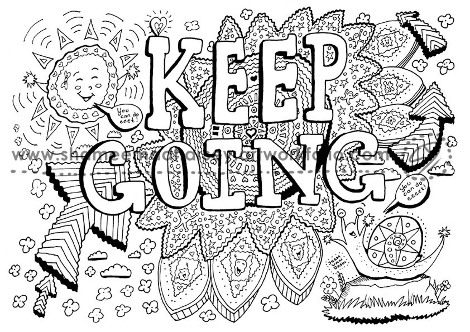 Keep Going Coloring Page ( Adult Coloring Page Art Therapy Adult ...