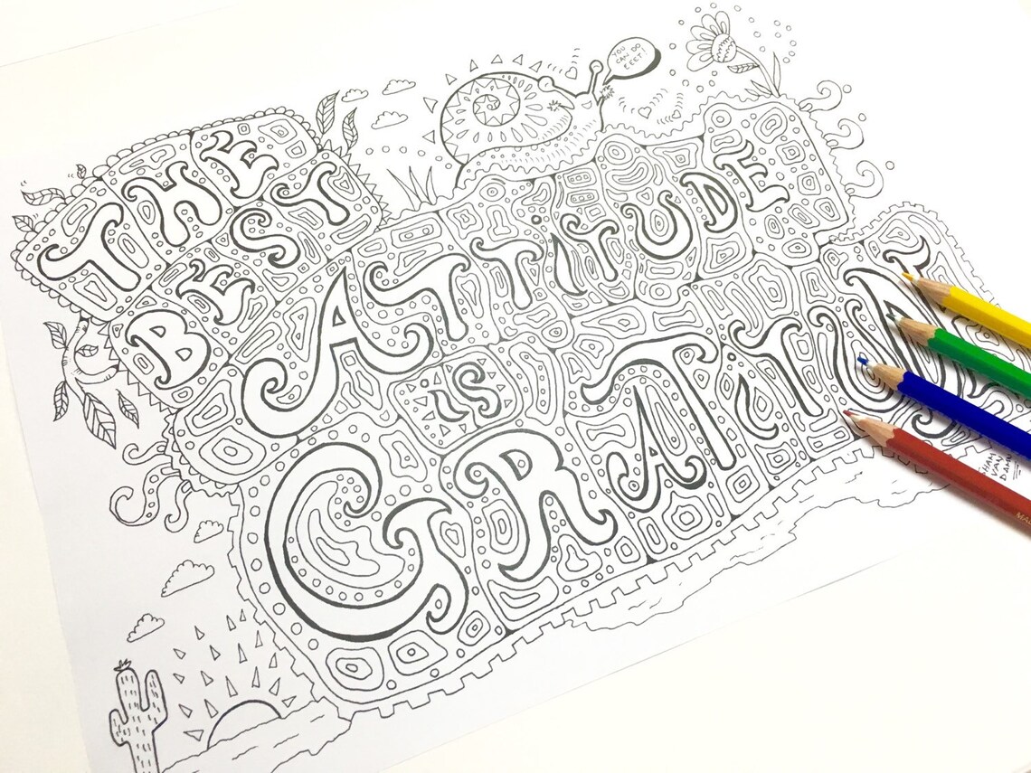 Gratitude Coloring Page ( Adult Coloring Page Art Therapy Adult ...