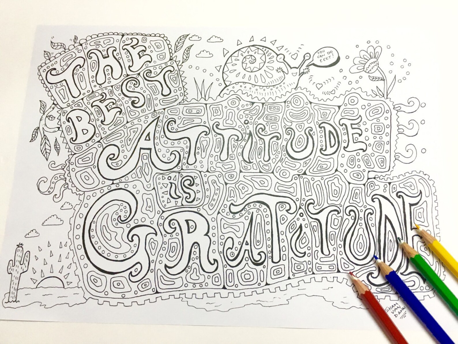 Gratitude Coloring Page ( Adult Coloring Page Art Therapy Adult ...