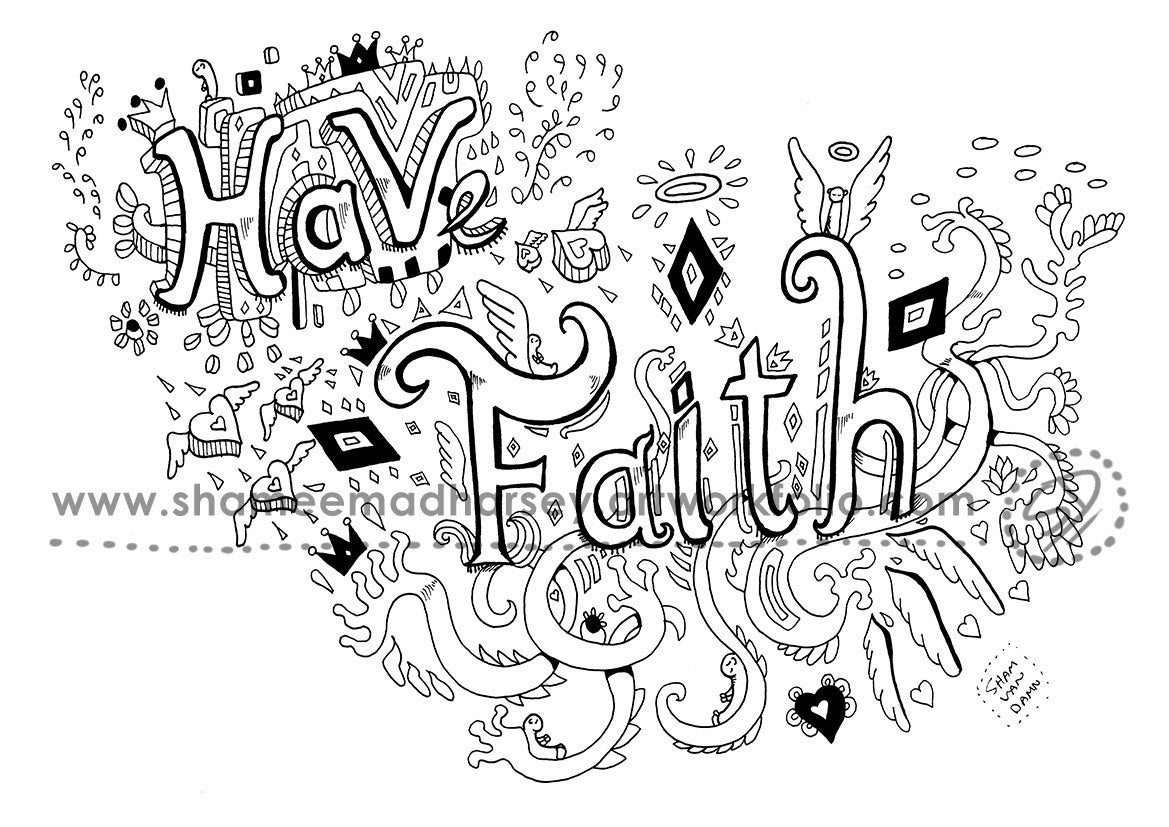 Have Faith Coloring Page ( Adult Coloring Page Art Therapy Adult ...