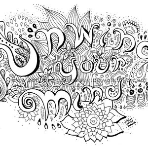 Unwind Your Mind Coloring Page (adult Coloring Page Zendoodle Art ...