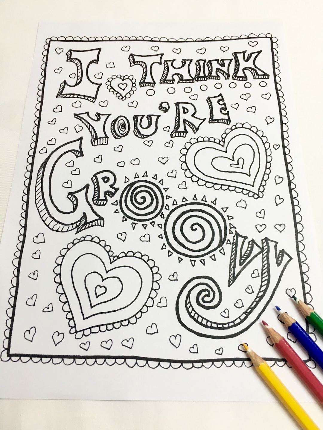 Groovy Coloring Page ( Valentines Day Adult Coloring Page Zendoodle Art ...