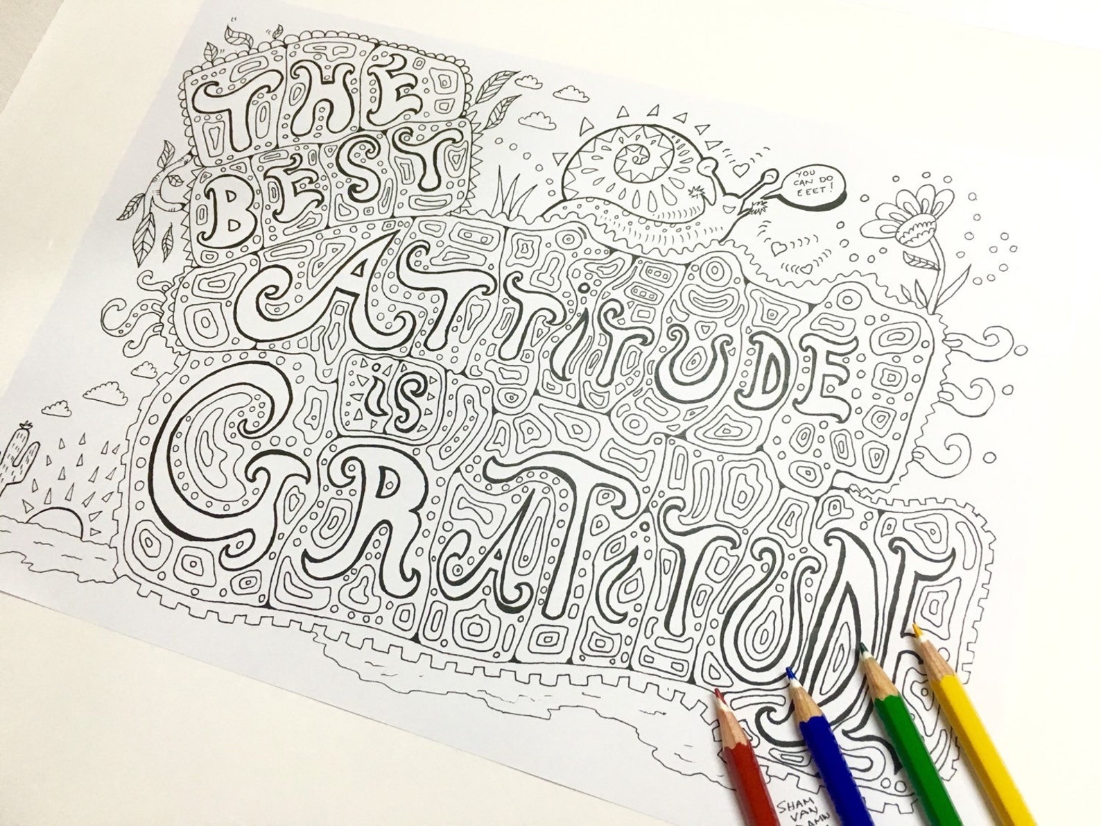 Gratitude Coloring Page ( Adult Coloring Page Art Therapy Adult ...