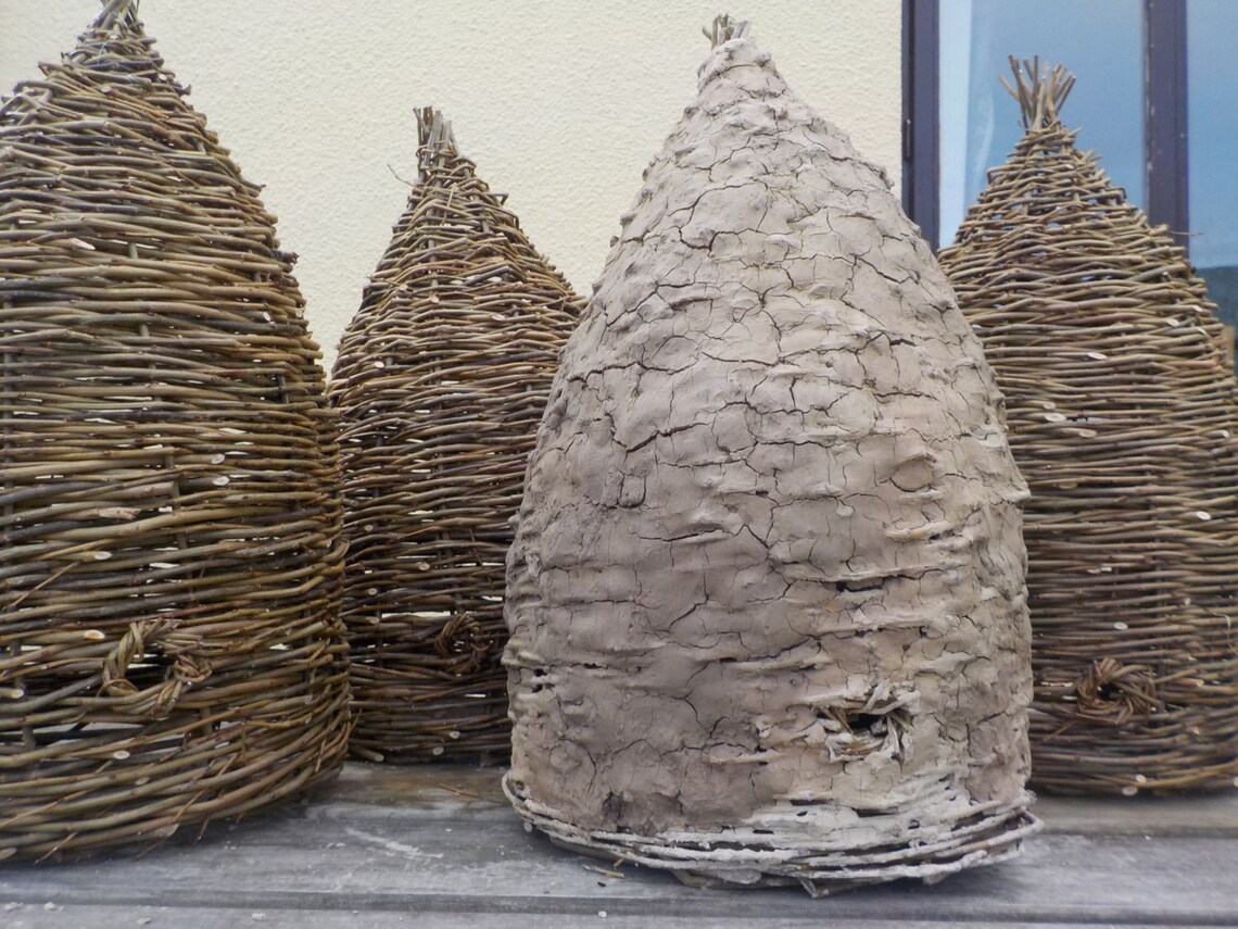 Alveary Bee-hive, Primitive Design, Woven Willow wicker and Hazel pre ...