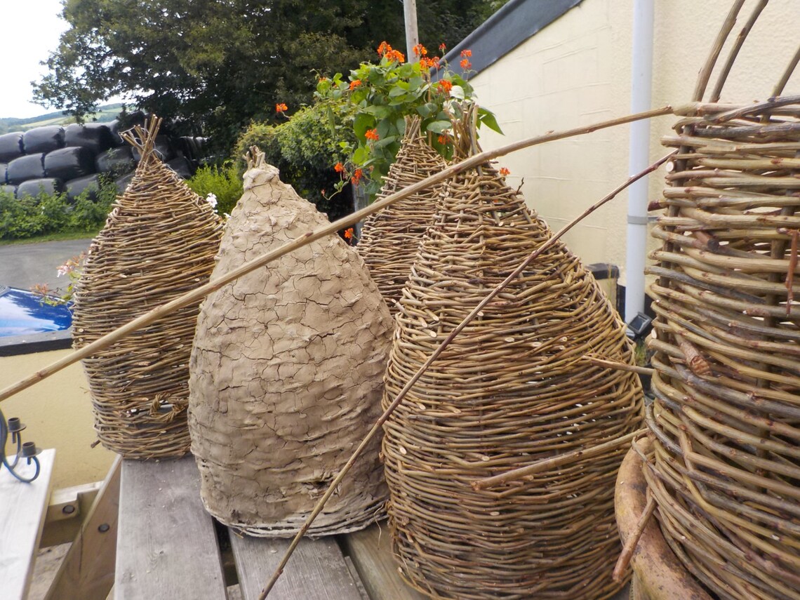 Alveary Bee-hive, Primitive Design, Woven Willow wicker and Hazel pre ...
