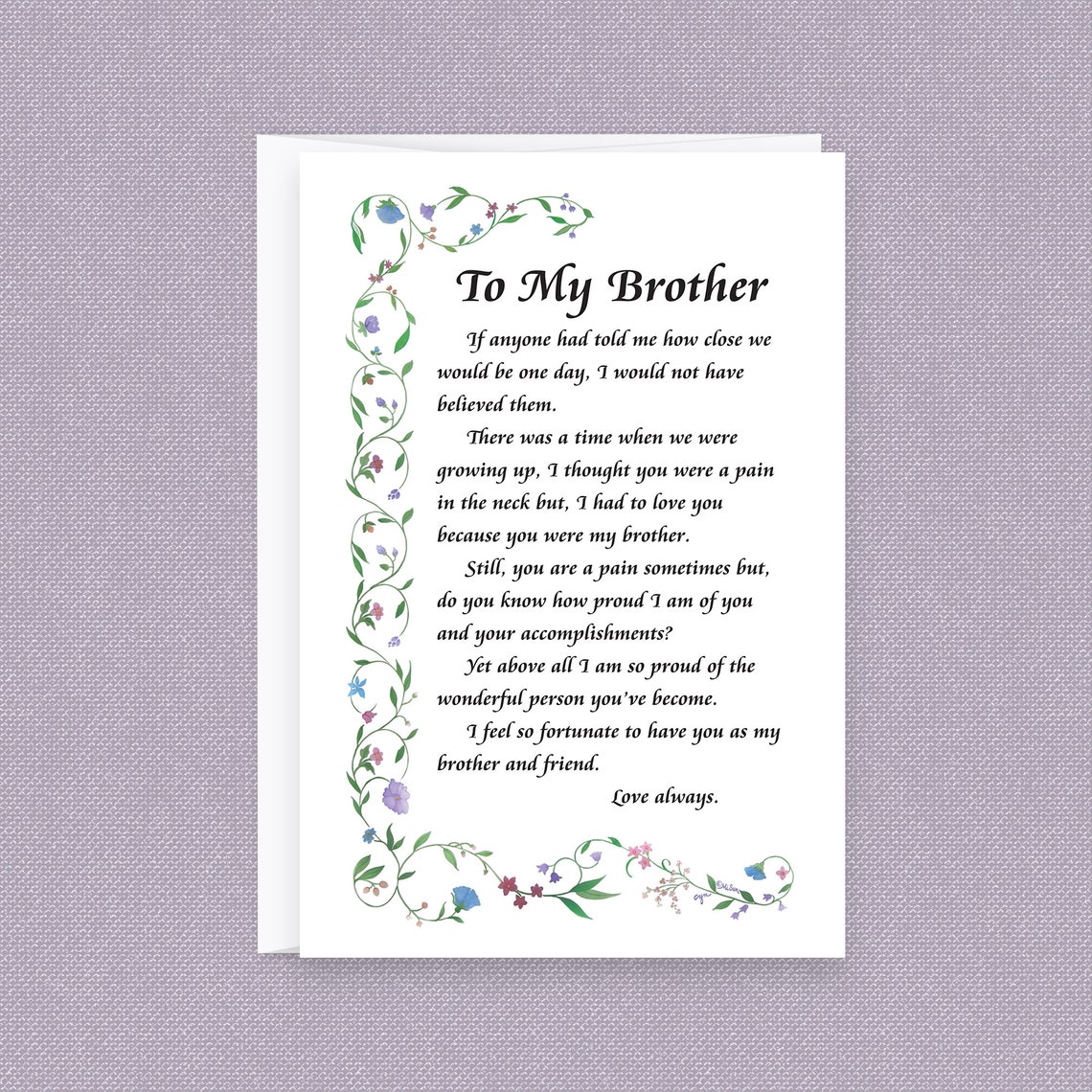 To My Brother Greeting Card, Happy Birthday Brother Card, Brother Card ...