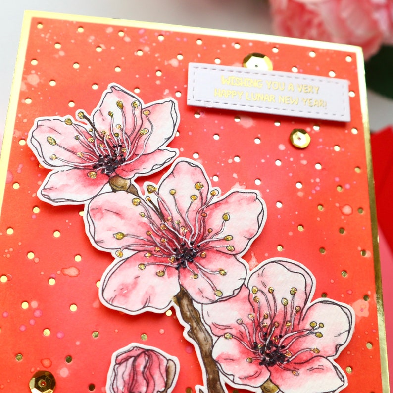 Lunar New Year Card 2025, Chinese New Year Card, Cherry Blossom ...