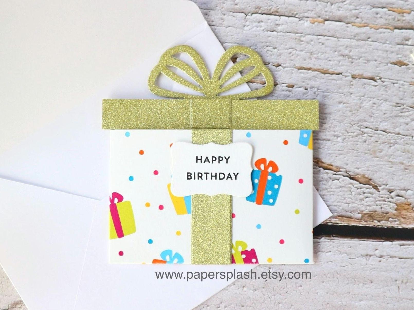 Birthday Gift Card Holder Present Shape, Gift Shape Greeting Card, Card ...