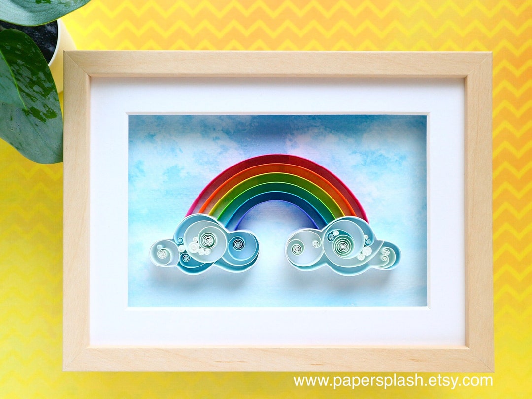 Rainbow Clouds Quilled Art, Framed Wall Decor for Nursery, 3d Quilling ...