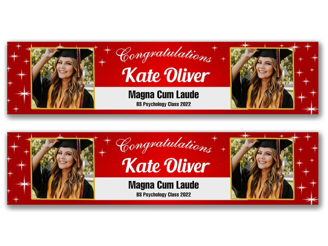 2 X Personalised Graduation Photo Banners - Any Name, Age and Occasion ...