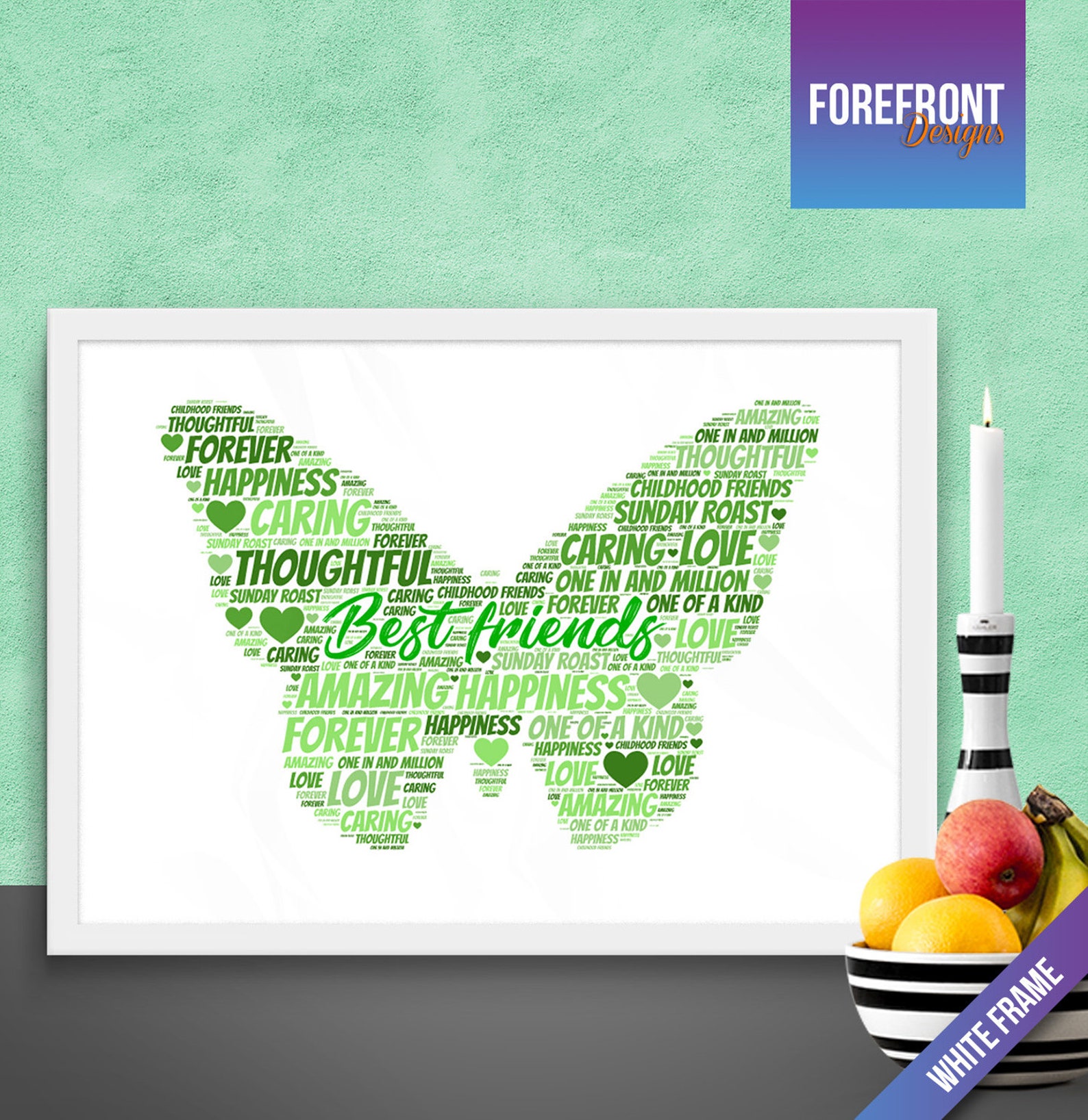 Personalised BEST FRIENDS Butterfly Wordart Print - Special Keepsake ...