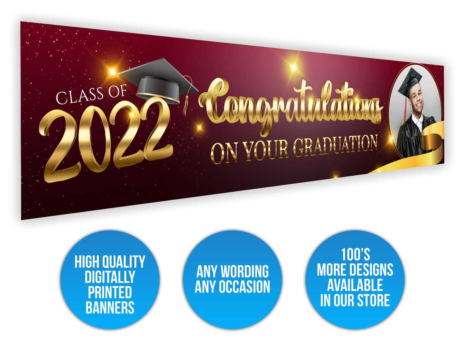 2 X Personalised Graduation Photo Banners - Any Name, Age and Occasion ...