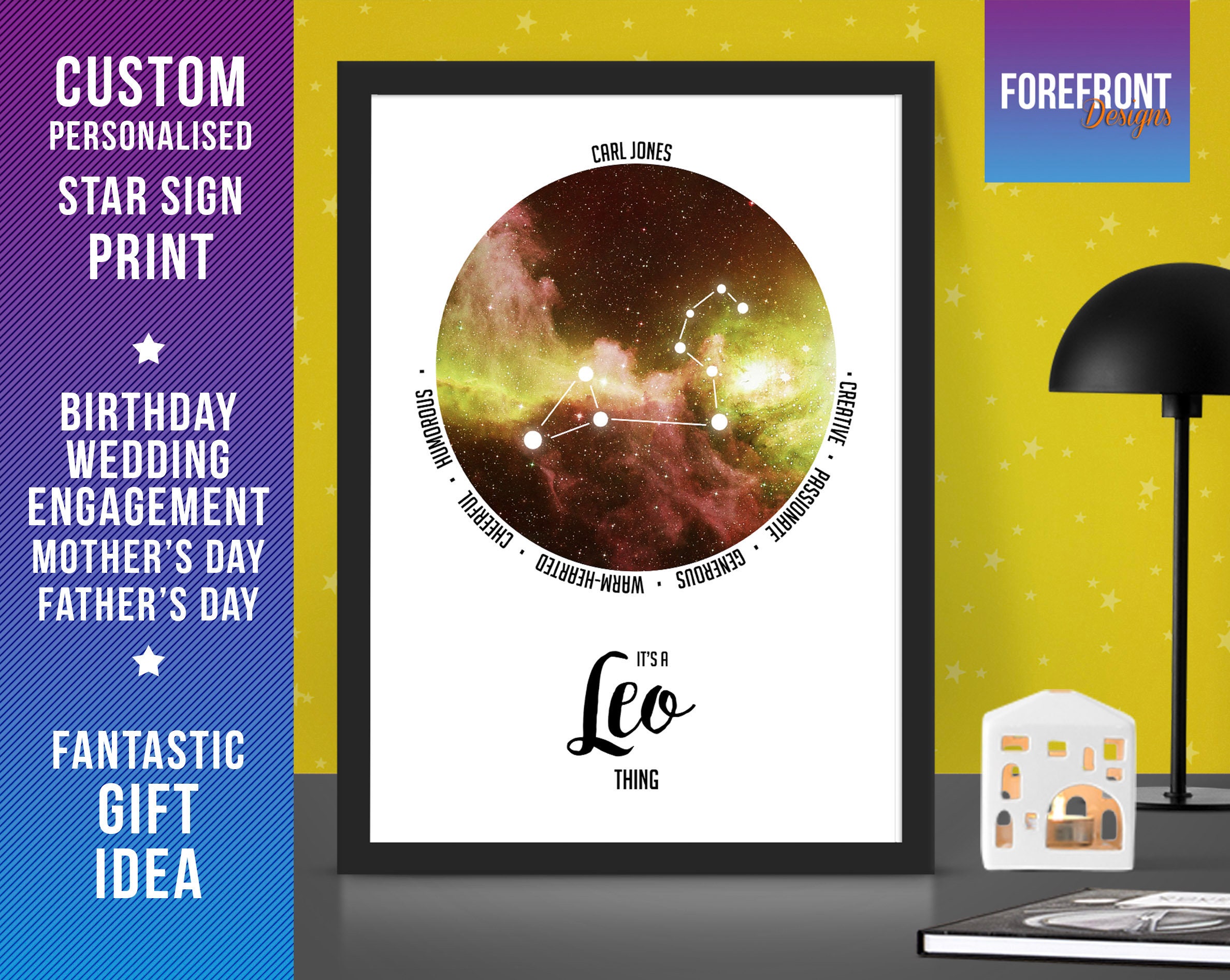 Personalised LEO Star Sign/zodiac Constellation Print - Etsy UK
