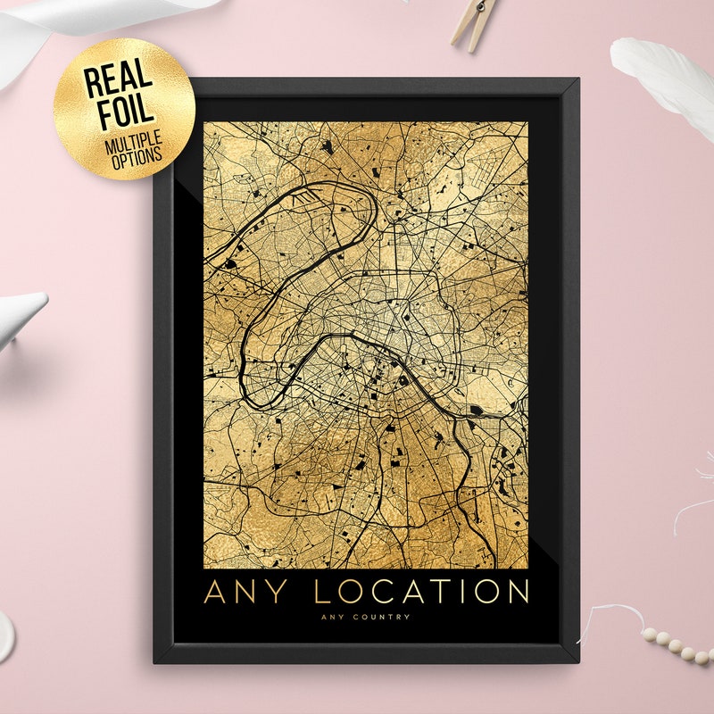 Gold Foil World Map - Etsy