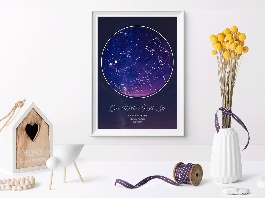 Personalised Wedding Night Sky Custom Star Map/constellation Night Sky ...