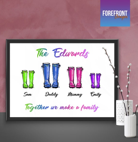 Personalised FAMILY Wellies Print Fantastic Family/mothers - Etsy