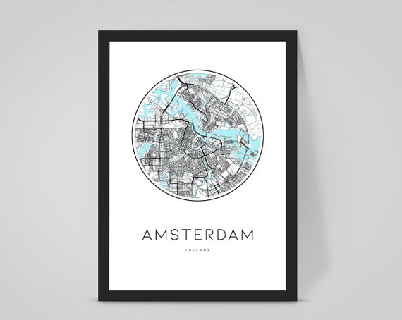 Personalised AMSTERDAM Netherlands Custom Map Poster Art home | Etsy