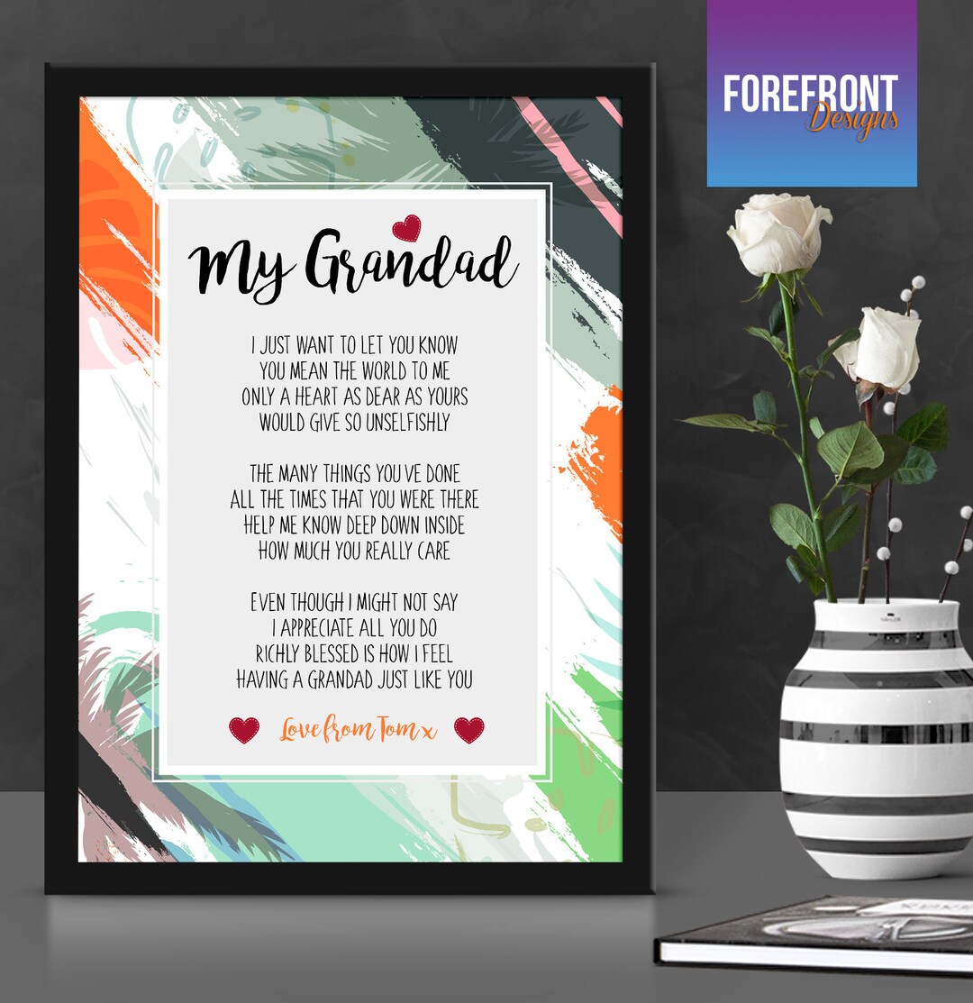 Personalised MY GRANDAD POEM Print/gift - Fantastic Father's Day Gift ...