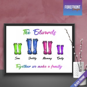 Personalised FAMILY Wellies Print - Fantastic Family/mothers Day ...