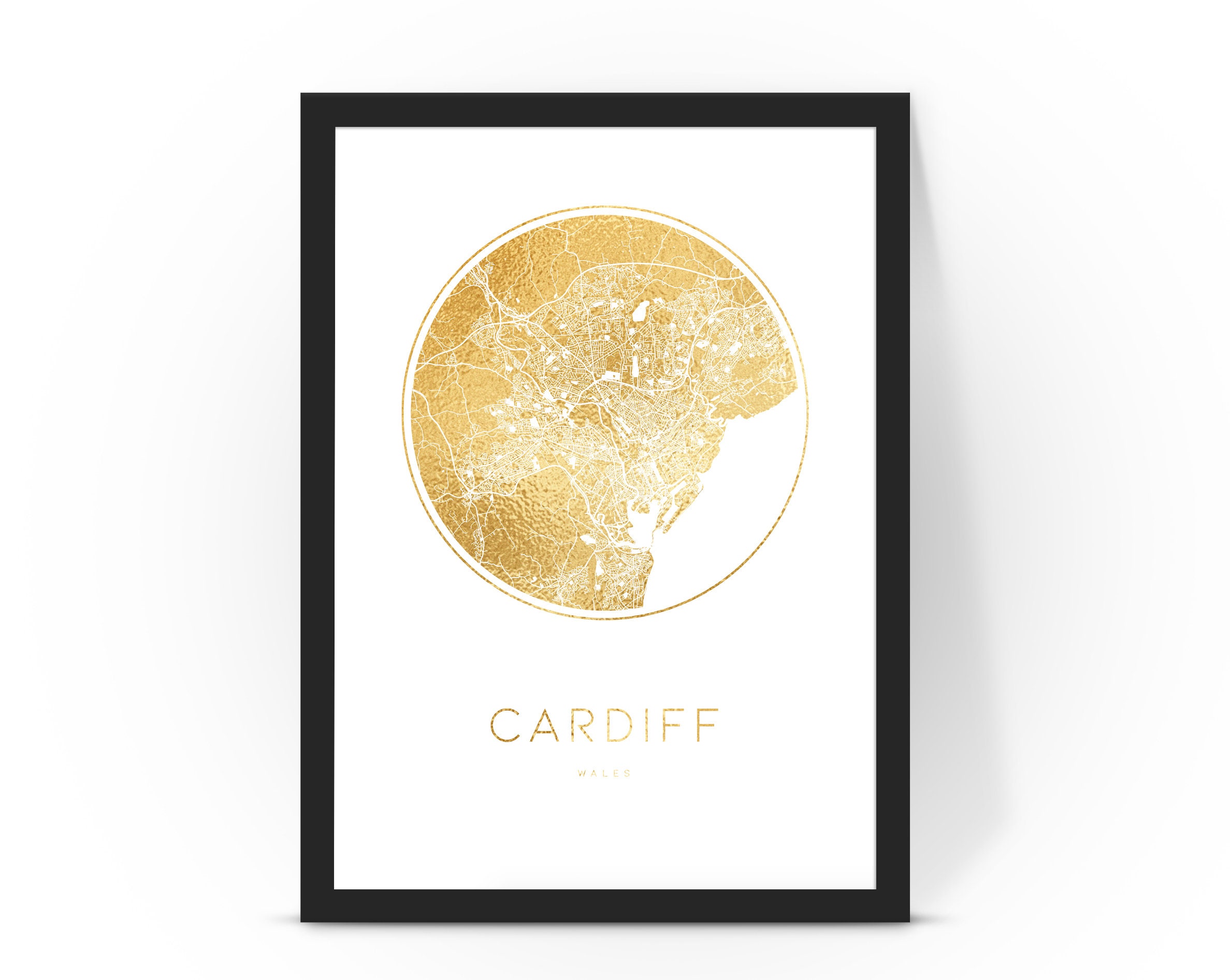 Personalised Custom CARDIFF Wales FOIL CITY Map Poster Art -home Decor ...