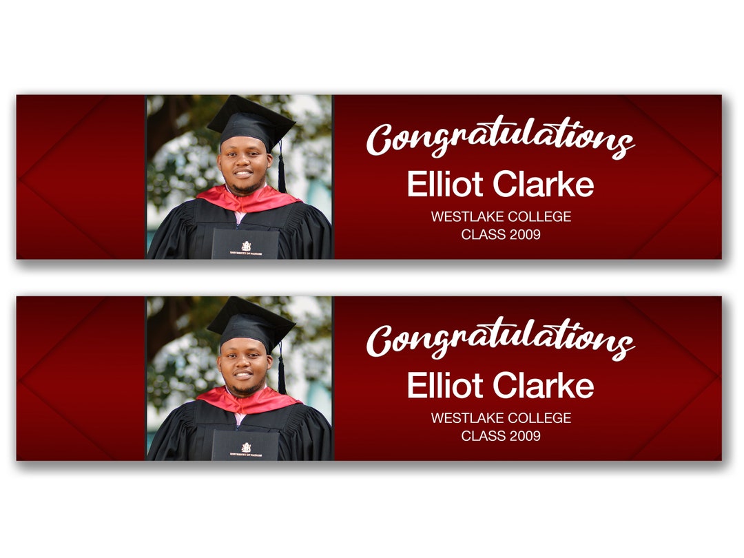 2 X Personalised Graduation Photo Banners - Any Name, Age and Occasion ...
