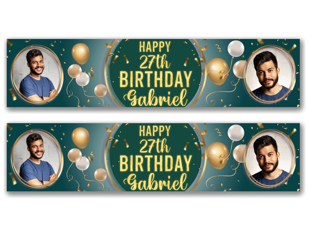 2 X Personalised Birthday Photo Banners - Any Name, Age and Occasion ...