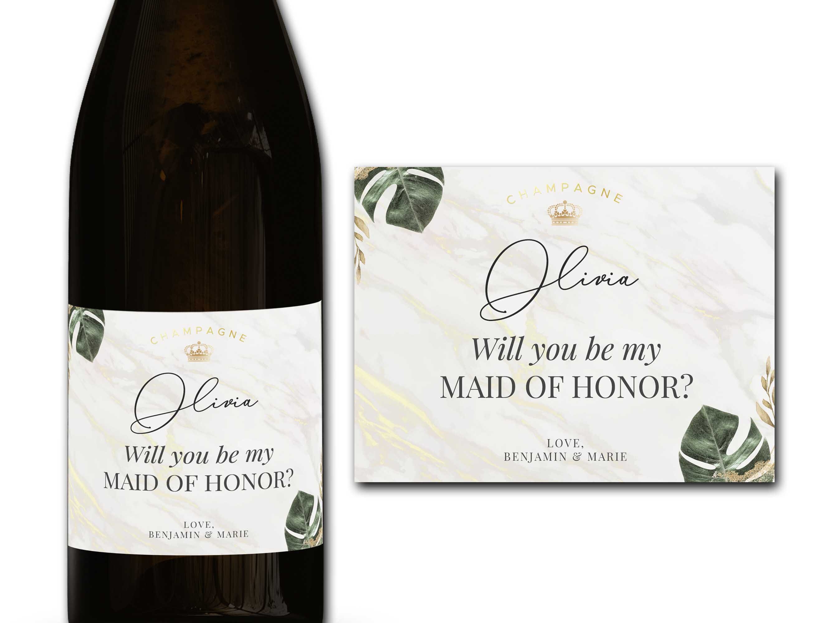 Personalised Maid of Honor Champagne/prosecco Bottle Label - Ideal ...