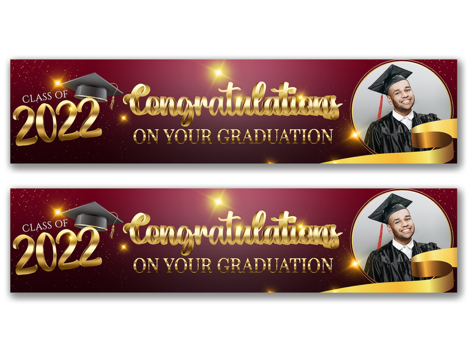 2 X Personalised Graduation Photo Banners - Any Name, Age and Occasion ...