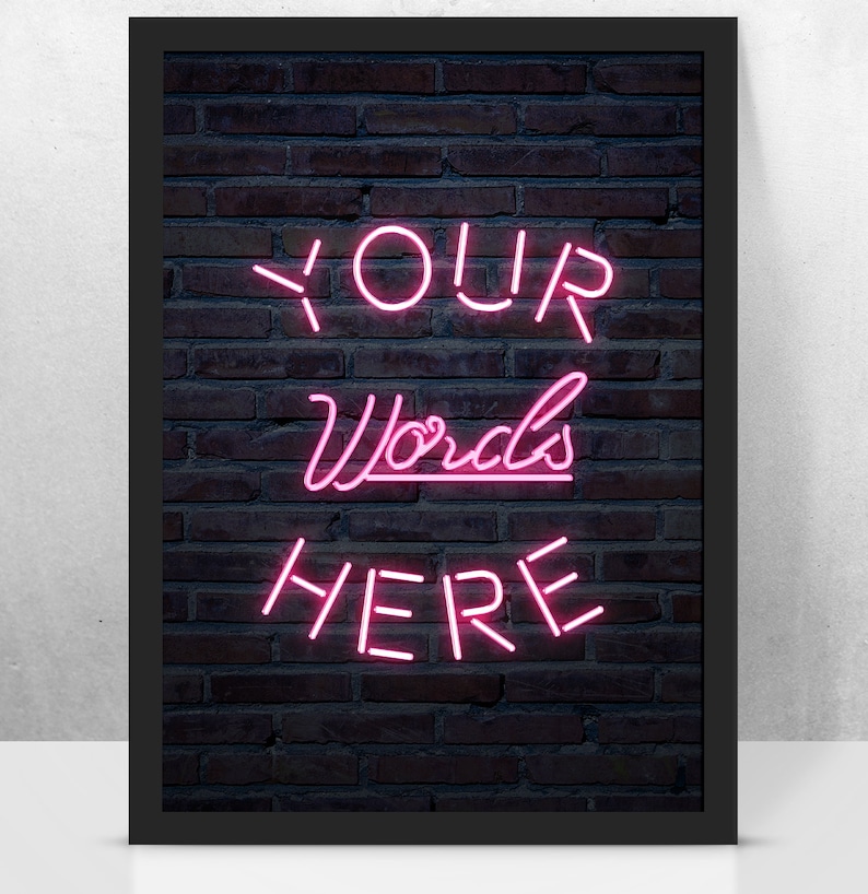 Personalised CUSTOM WORDING Neon Print/custom Quote - Great Anniversary ...