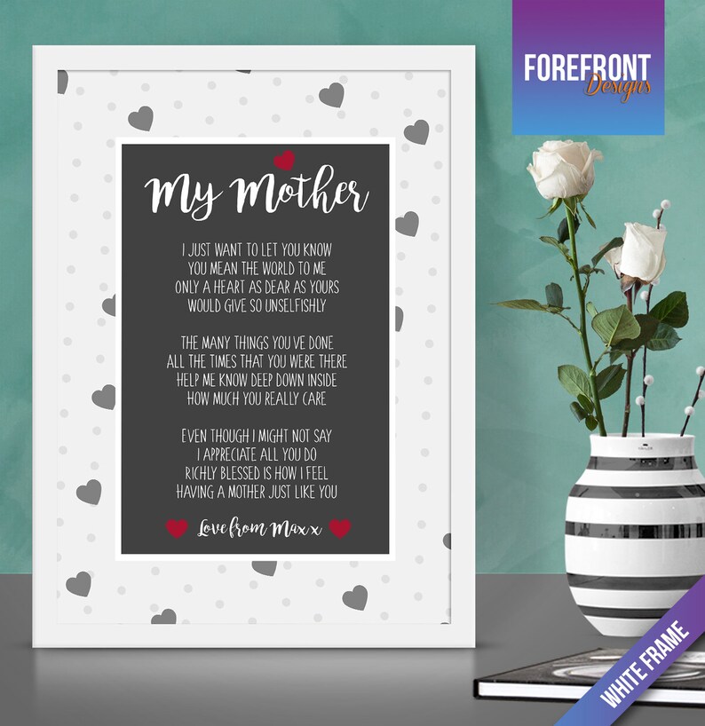 Personalised MY MUM POEM Print/gift Fantastic Mother's | Etsy